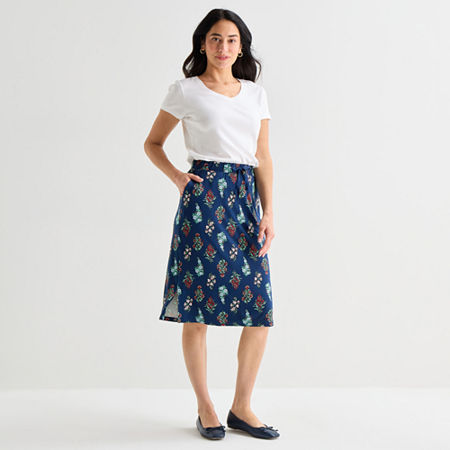 Click here for St. Johns Bay Womens Midi A-Line Skirt  Small  Blu... prices