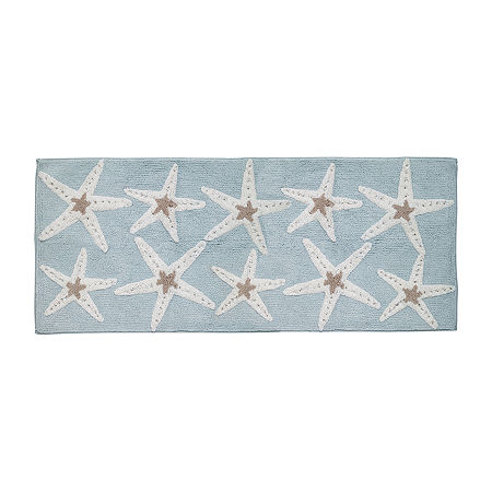 Avanti Sequin Shells Beachy Cotton Bath Rug  24 x 60 - Aqua
