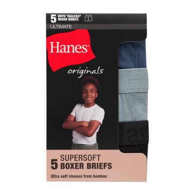 Hanes Originals Supersoft Little & Big Kid Boys 5 Pack Boxer Briefs ...
