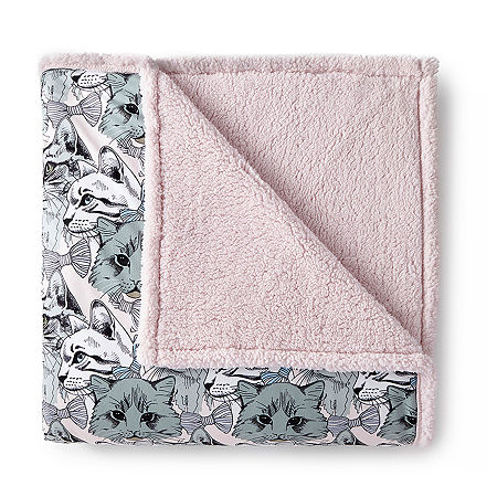 Shavel Home Products Micro Flannel(R) Cat Collage Sherpa Blanket