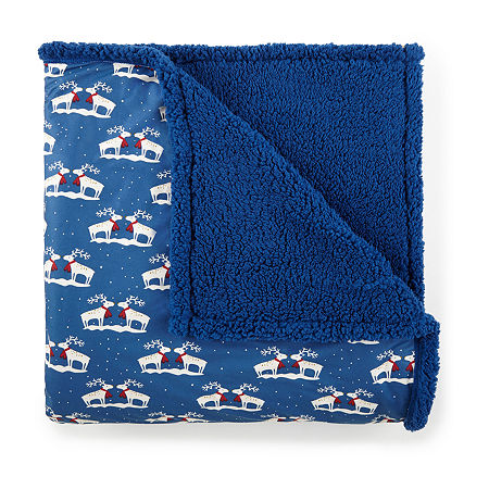 Micro Flannel(R) Kiss Me Deer Reverse to Sherpa Blanket