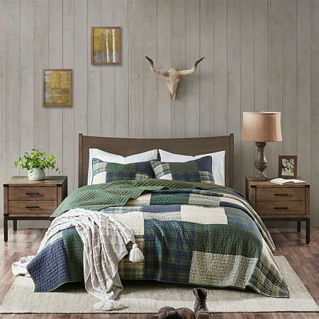Woolrich Mill Creek Oversized Cotton 3-Pc. Quilt Set  King/California King - Green