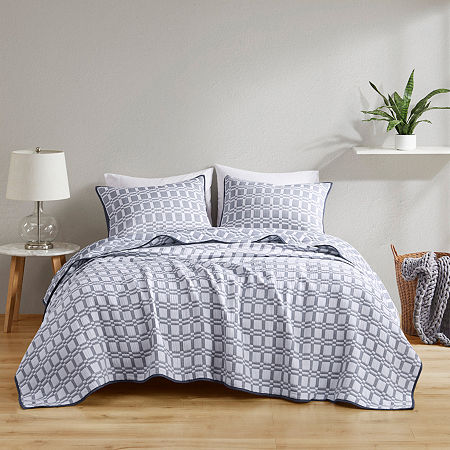 Madison Park Harlow Reversible Matelasse 3-Pc. Coverlet Set  Full/Queen - Grey