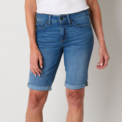 St. John's Bay Womens Secretly Slender Mid Rise Denim Bermuda Short ...