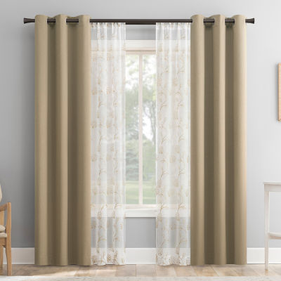 Sun Zero Arbor Embroidered Grommet Top Blackout Set of 4 Curtain Panel ...