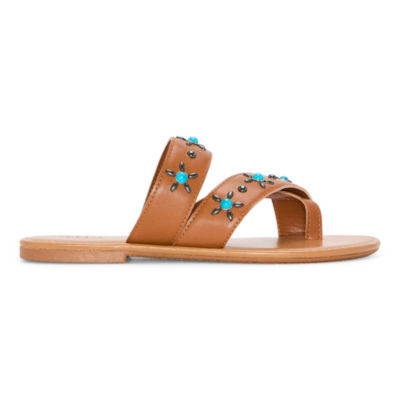 a.n.a Womens Western Toe Strap Slide Sandals, Color: Cognac - JCPenney