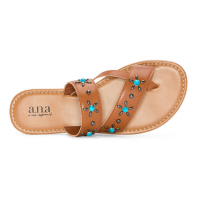 a.n.a Womens Western Toe Strap Slide Sandals, Color: Cognac - JCPenney