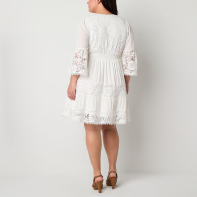 Isabel & Nina Womens 3/4 Sleeve Plus Fit + Flare Dress