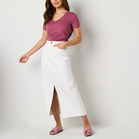 Click here for a.n.a Womens High Rise Long Denim Skirt  14  White prices