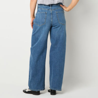 Liz Claiborne Stretch Fabric Womens High Rise Wide Leg Jean, Color ...