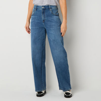 Liz Claiborne Stretch Fabric Womens High Rise Wide Leg Jean, Color ...