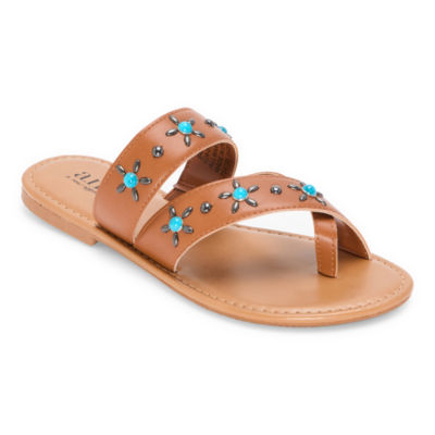 a.n.a Womens Western Toe Strap Slide Sandals, Color: Cognac - JCPenney