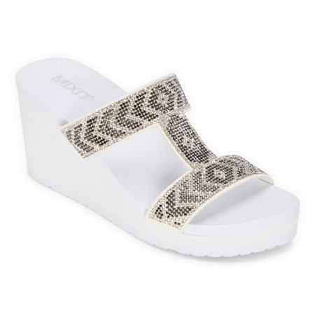 Click here for Mixit Womens Chevron H Band Wedge Sandals  8  Whit... prices