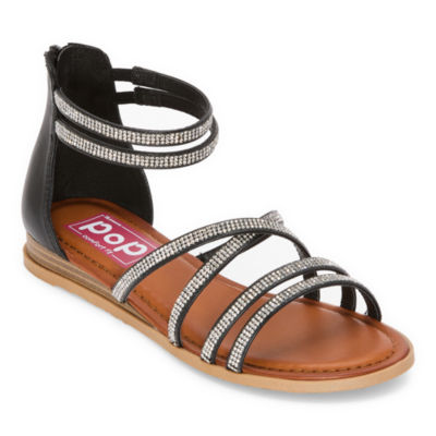 Pop Womens Anayeli Strap Sandals, Color: Black Smooth - JCPenney