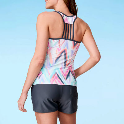 Free Country Chevron Tankini Swimsuit Top, Color: Oasis Chevron - JCPenney