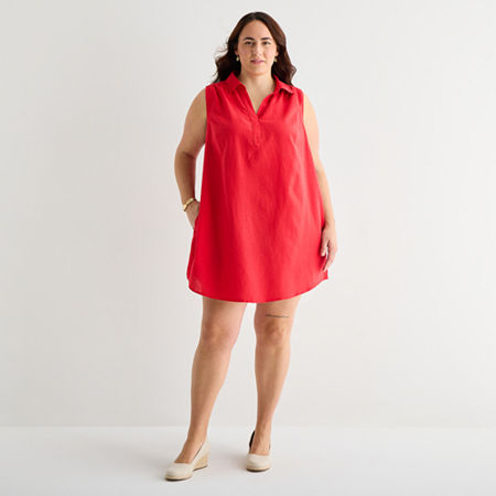 Click here for St. Johns Bay Womens Plus Sleeveless Sheath Dress... prices