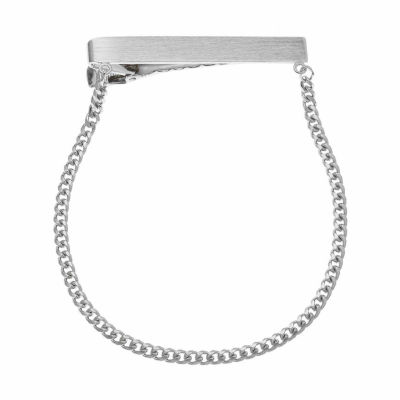 Tie Bar With Tie Chain, Color: Silver - JCPenney