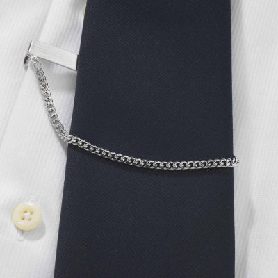 Tie Bar With Tie Chain, Color: Silver - JCPenney