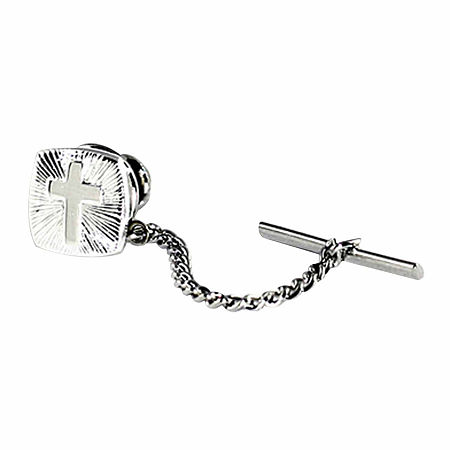 Click here for Engraved Cross Rhodium-Plated Tie Tack  One Size... prices