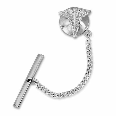Click here for Caduceus Rhodium-Plated Tie Tack  One Size  Gray prices