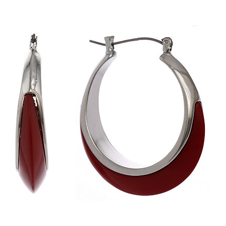 Click here for Mixit Silver Tone Womens Red 63.5mm Hoop Earrings... prices