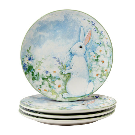Certified International Easter Morning Dinner Plates Set of 4 - Blue