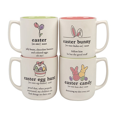 Certified International Easter Words Mugs  Set of 4 - Pink