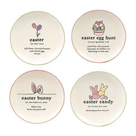 Certified International Easter Words Canape Plates  Set of 4 - Pink