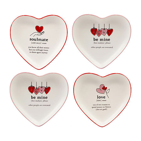 Certified International Valentines Day Tidbit Plates  Set of 4 - Pink
