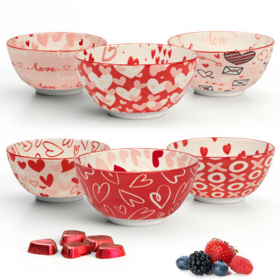 Certified International Valentine's Day 6-pc. Porcelain Cereal Bowl ...