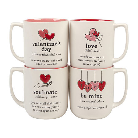 Certified International Valentines Day Mugs  Set of 4 - Pink
