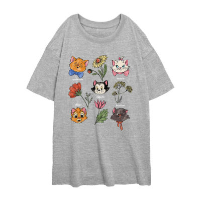 Juniors Disney Cats Botanical Tee Womens Crew Neck Short Sleeve Graphic ...