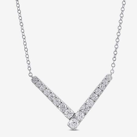 Click here for Womens White Diamond Sterling Silver 17 Inch Chevr... prices