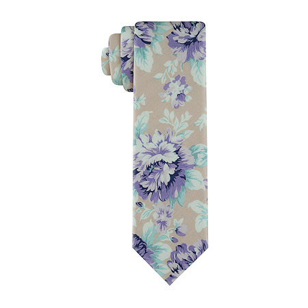 Click here for J. Ferrar Floral Tie  One Size  Beige prices