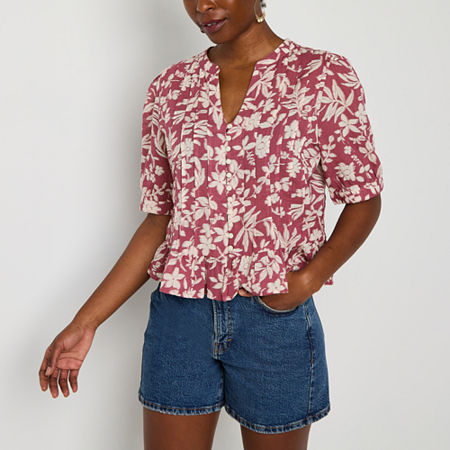 Click here for a.n.a Pleated Womens Split Crew Neck Elbow Sleeve... prices