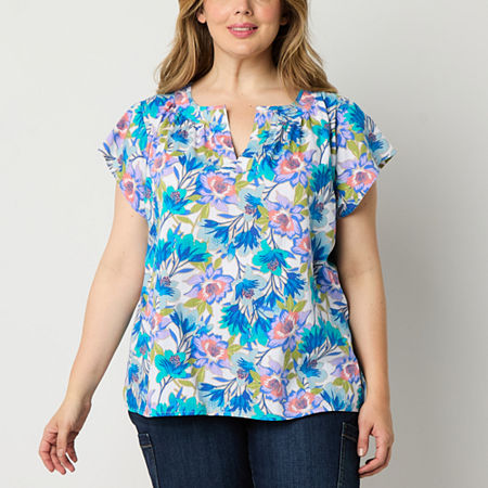 Click here for St. Johns Bay Womens Split Crew Neck Short Sleeve... prices