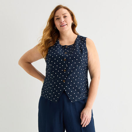 Click here for Liz Claiborne Womens Plus Round Neck Sleeveless Ve... prices