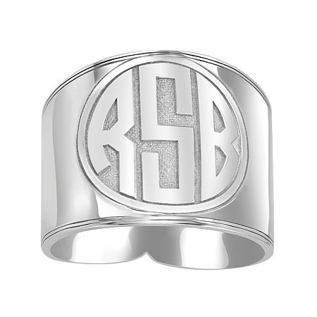 Click here for Personalized Circle Block Monogram Ring  10  White prices