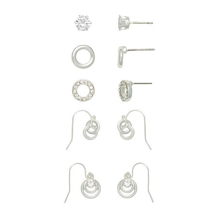 Click here for Mixit Womens Cubic Zirconia Round 5 Pair Earring S... prices