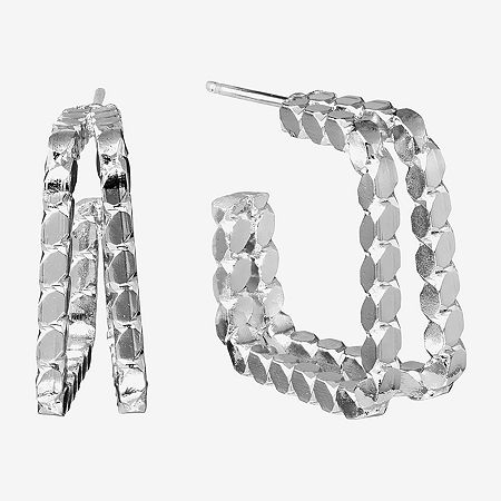 Click here for Silver Reflections Double Womens 20.1mm Square Hoo... prices