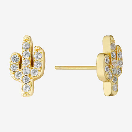 Giani Bernini Cubic Zirconia (0.24 ct.t.w) Cactus Stud Earrings in 18K Gold Plated over Sterling Silver - Gold over Sterling Silver