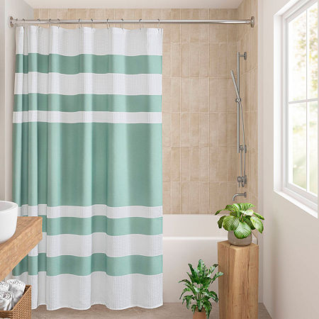 Madison Park Spa Waffle 3M-Scotchgard Shower Curtain  72 x 72 - Aqua
