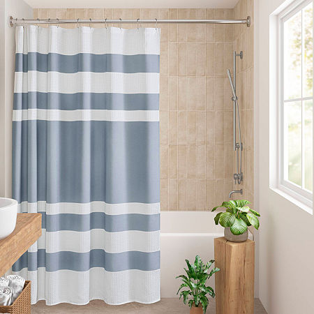 Madison Park Spa Waffle 3M-Scotchgard Shower Curtain  72 x 84 - Blue