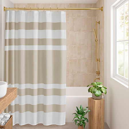 Madison Park Spa Waffle 3M-Scotchgard Shower Curtain  72 x 72 - Taupe