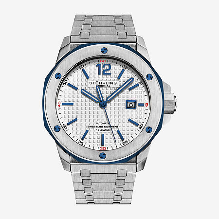 Click here for Stuhrling Mens Automatic Silver Tone Stainless Ste... prices