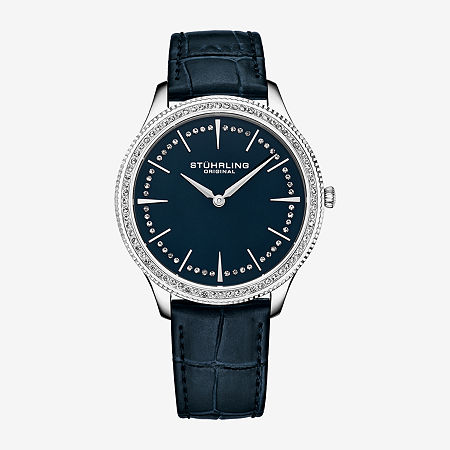 Click here for Stuhrling Womens Blue Leather Strap Watch 3985.2... prices