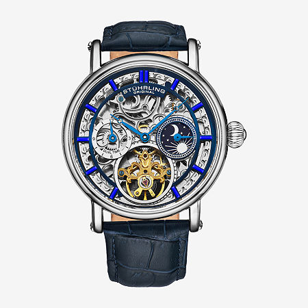 Click here for Stuhrling Mens Automatic Blue Leather Strap Watch... prices