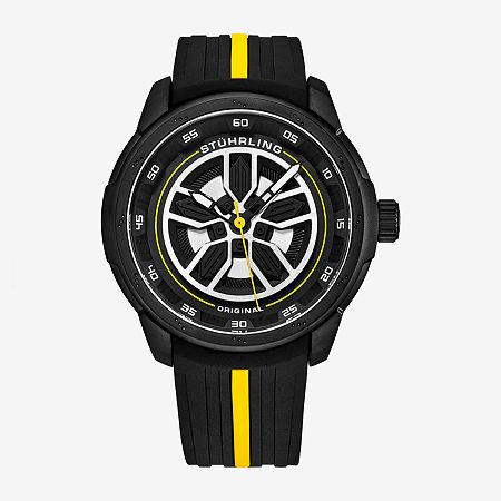 Click here for Stuhrling Mens Black Strap Watch 984.02  One Size... prices