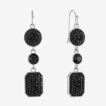Click here for Mixit Silver Tone & Black Womens Black Drop Earrin... prices