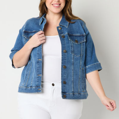 St. John's Bay Midweight Denim Jacket-Plus, Color: Med Oasis - JCPenney